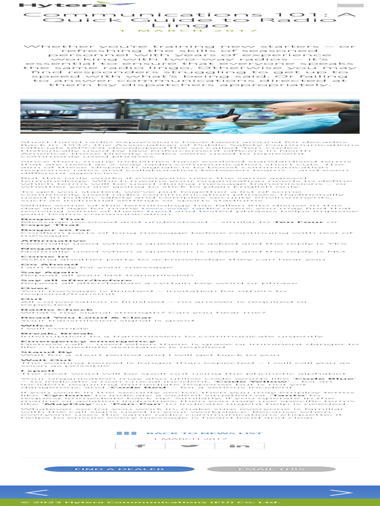 Guide To Radio Lingo Hytera EU | PDF | Communication | Telecommunications