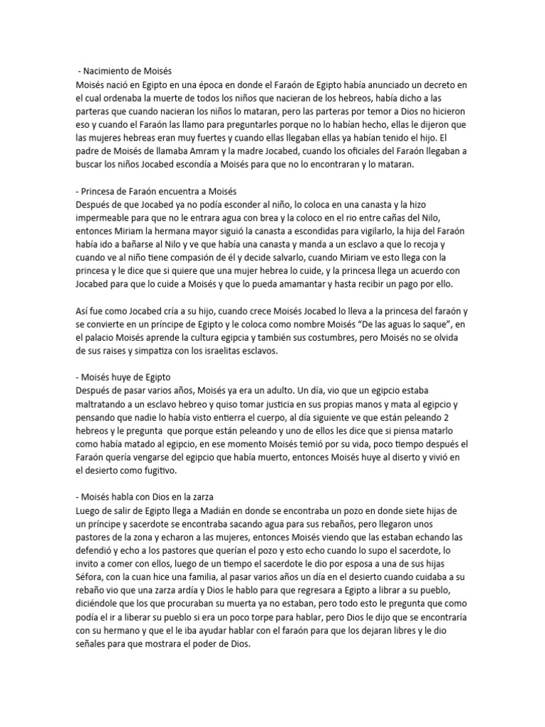 Biografia de Moisés | Descargar gratis PDF | Moisés | Libro del éxodo