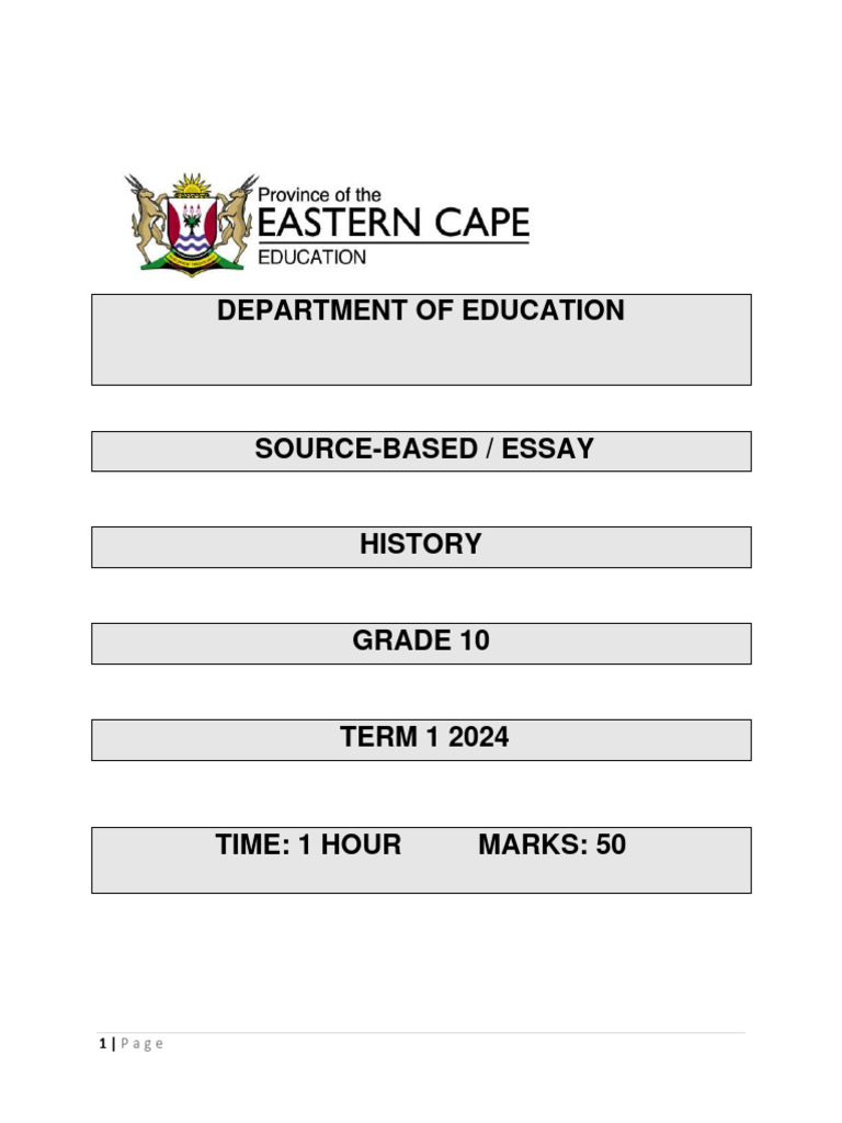 2024 Grade 10 Term 1 Task | PDF
