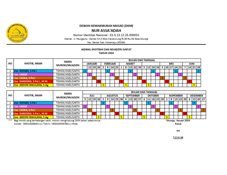 Jadwal Khotib 2024 | PDF