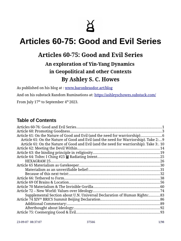 Articles 60-75: Good and Evil Series | PDF | Yin And Yang | Qi