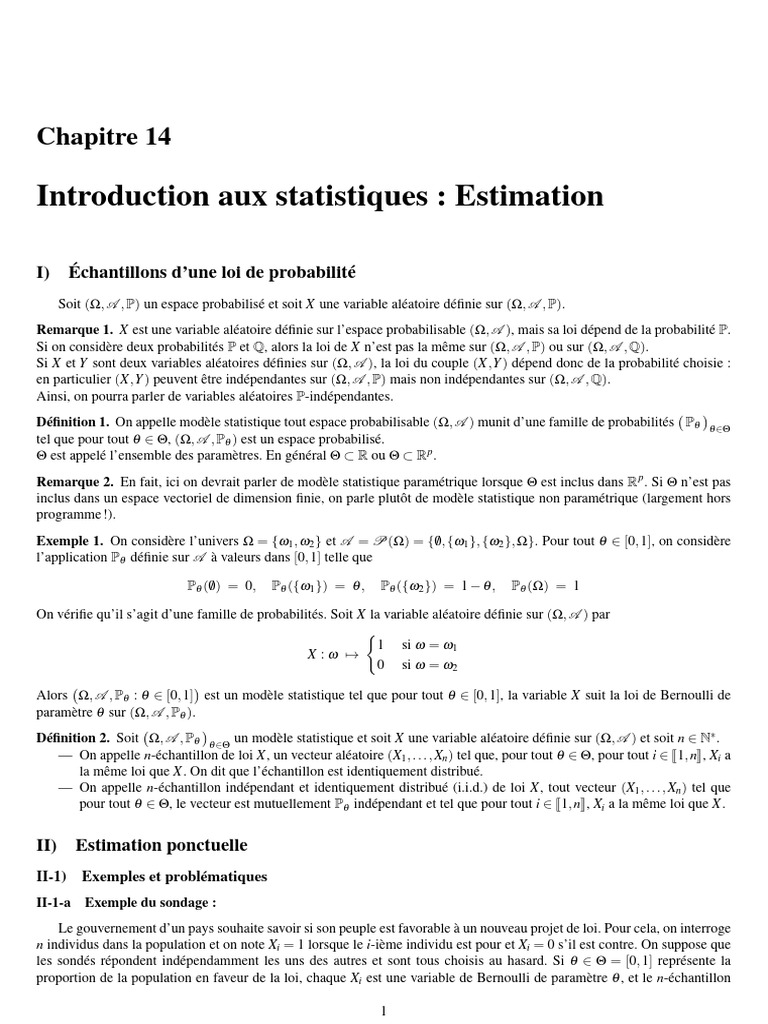 Introduction aux statistiques et estimation | PDF | Estimateur ...