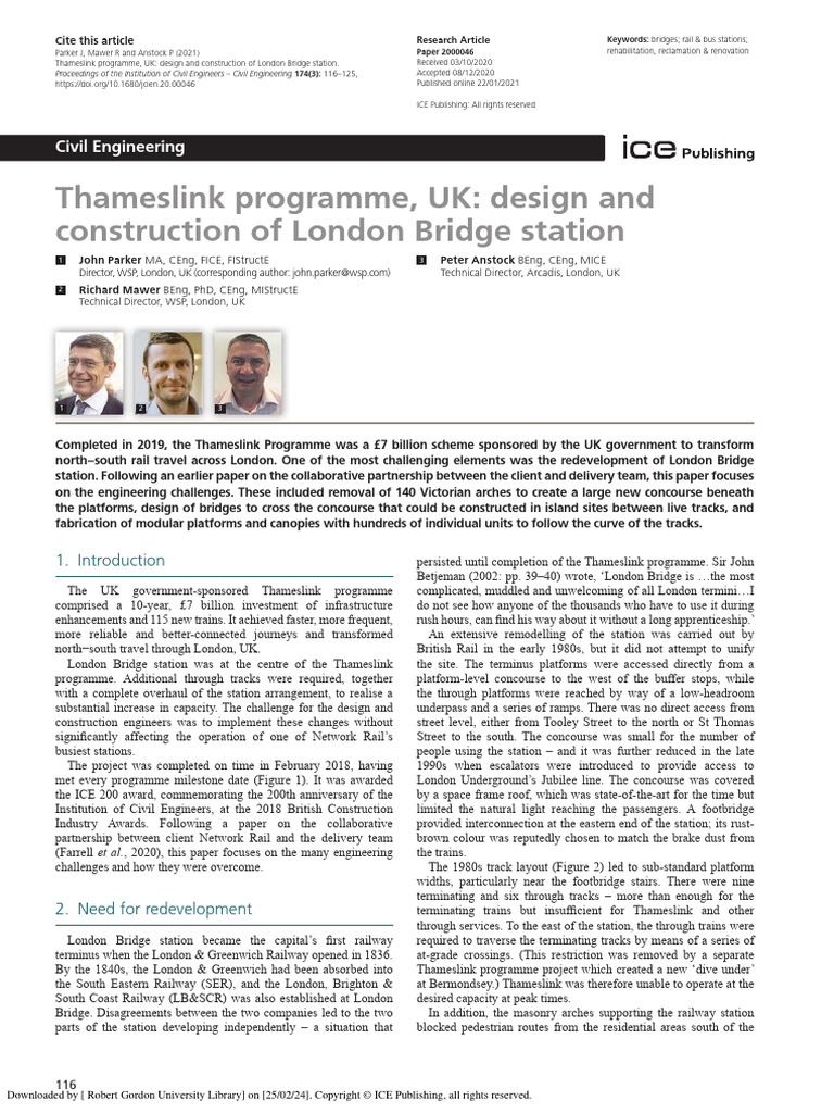 Parker Et Al 2021 Thameslink Programme Uk Design and Construction of ...