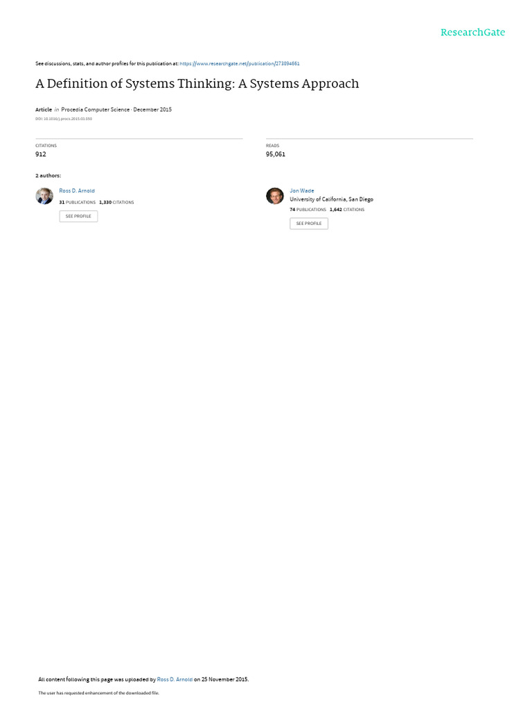 A Definition of Systems Thinking - A Systems Approach | PDF | System | Systems Theory