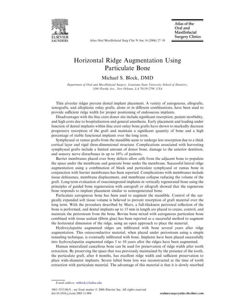 Horizontal Ridge Augmentation Techniques | PDF | Dental Implant | Bone