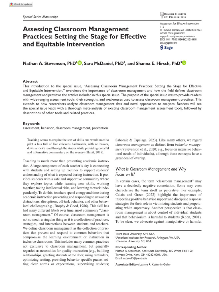 Classroom Management Assessment Insights | PDF | Classroom Management ...