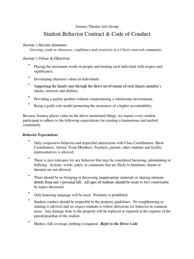 Student Behavior Contract | PDF | Behavior