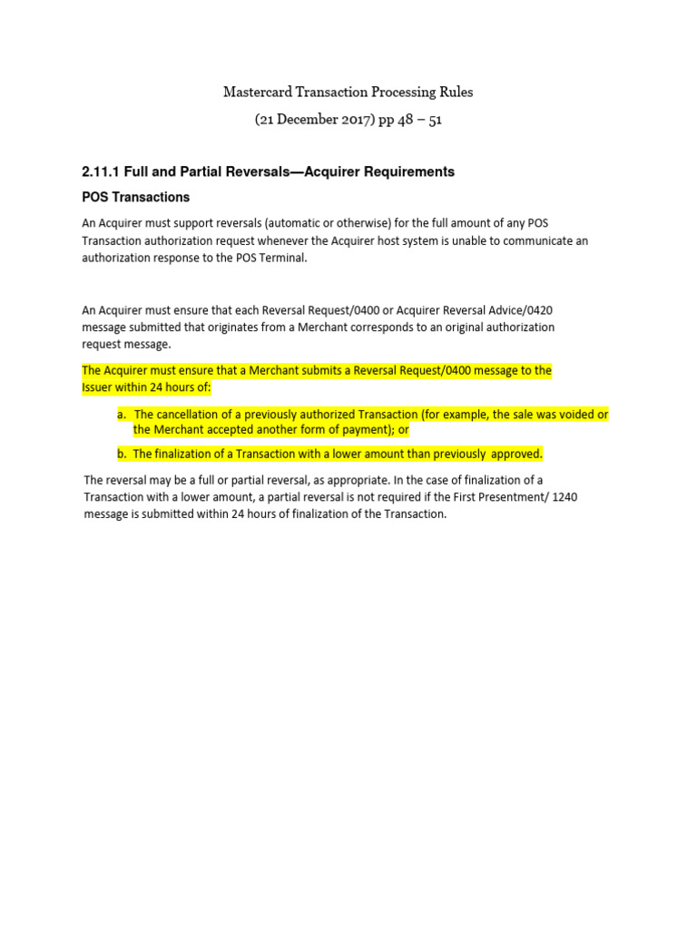 Mastercard Transaction Processing Rules | PDF