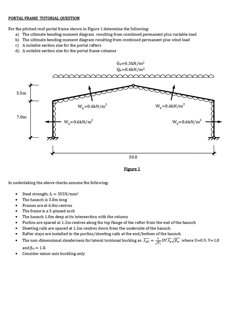 Portal Frame Example - 3-Pinned Arch | PDF | Buckling | Building ...
