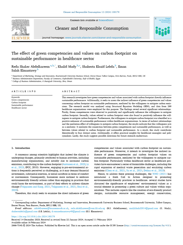 Green Competencies in Healthcare | PDF | Sustainability | Carbon Footprint