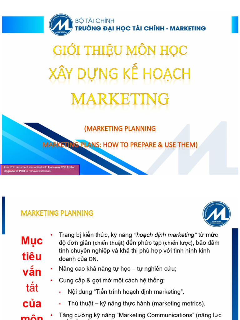 Bai Giang Xay Dung Ke Hoach Marketing 10 Chuong | PDF