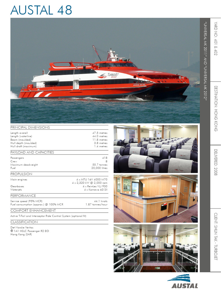Austal 48 - 401 & 402 Catamaran | PDF | Shipbuilding | Water Transport