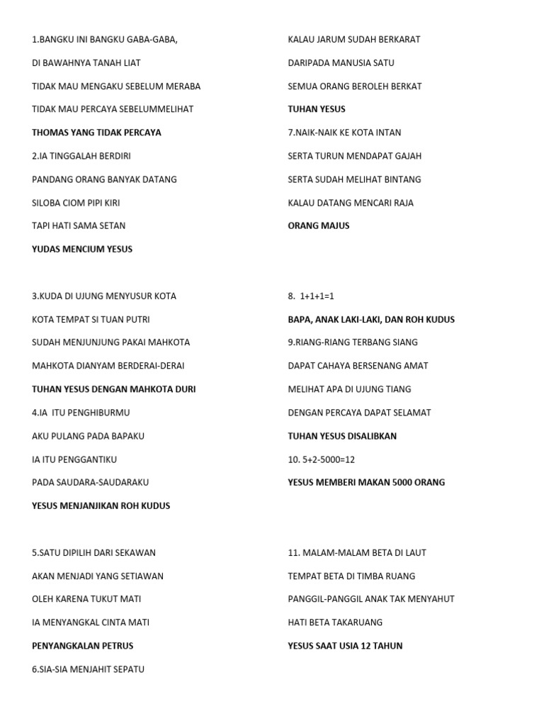Lirik Lagu Religius dan Alkitabiah | PDF