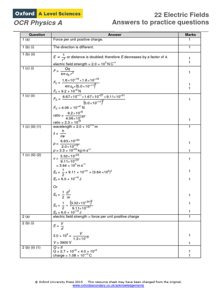 OCR Physics A Chapter 22 | PDF | Capacitor | Electric Field