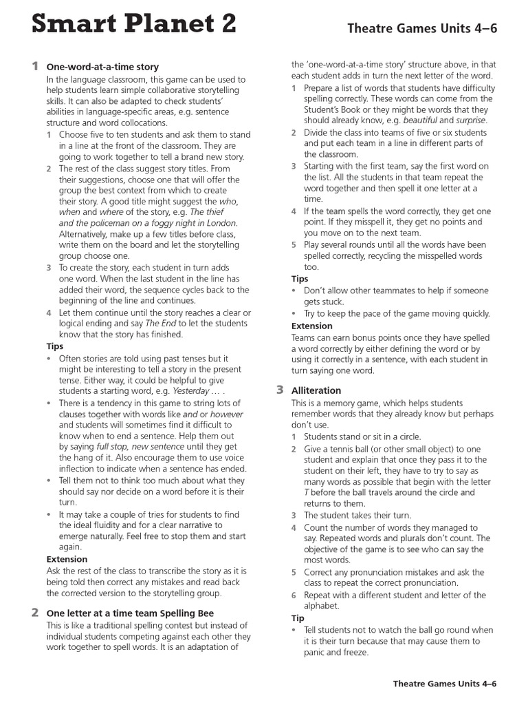 Theatre Games Units 4-6 | PDF | Sentence (Linguistics) | Word