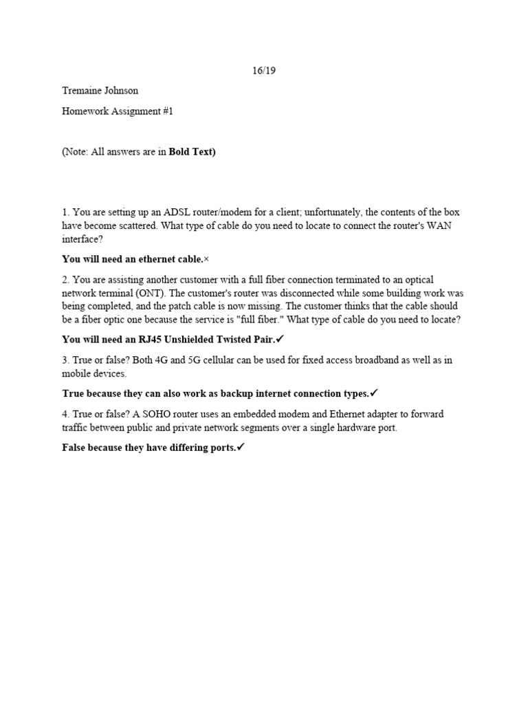 Tremaine Johnson CompTIA HW#1 | PDF | Domain Name System | Port (Computer Networking)