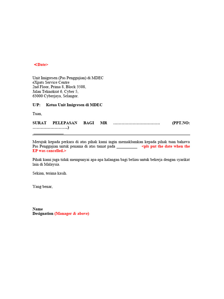 Released Letter From Former Employer | PDF
