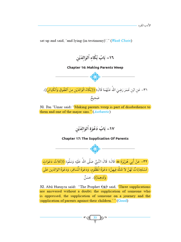 Al-Adab Al-Mufrad Final Exam (FEB 2024) Ahadith For Translation | PDF ...