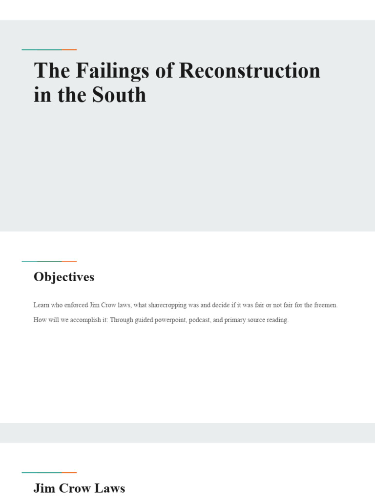 The Failings of Reconstruction in The South | PDF | Ku Klux Klan ...