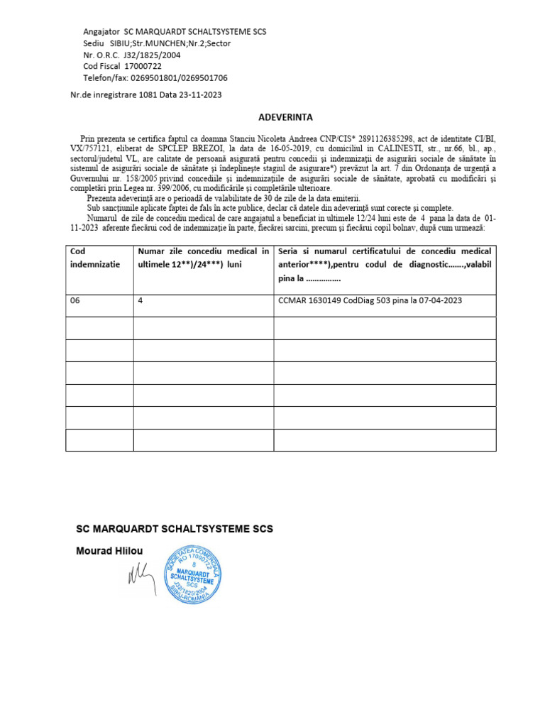 Adeverinta 2 | PDF