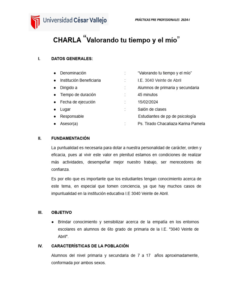 Charla 2 Puntualidad | PDF