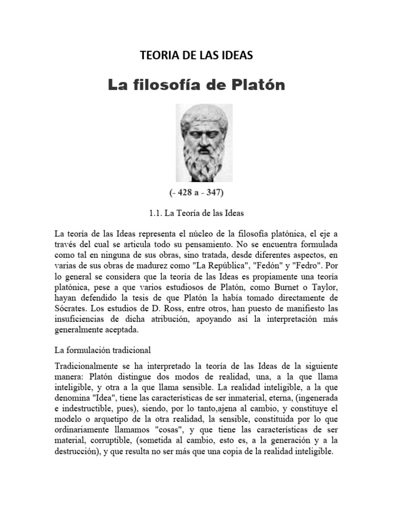 Teoria de Las Ideas Platon | PDF | Platón | Conocimiento