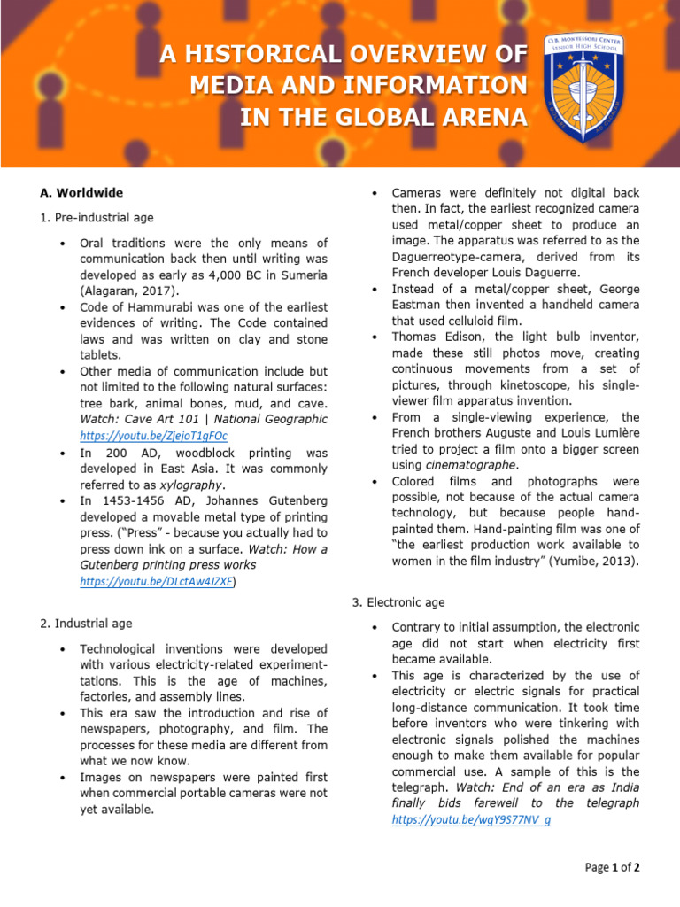 Reading - Historical Overview of Media and Information-Merged | PDF ...