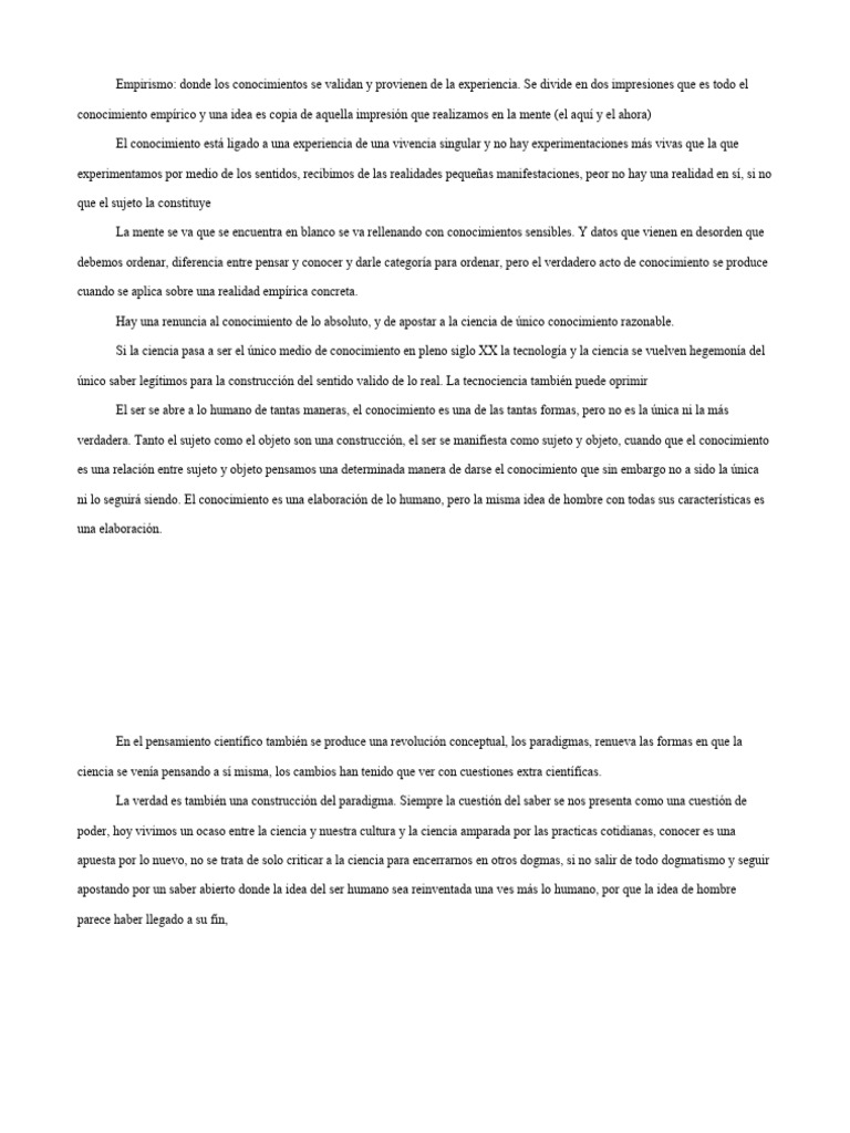 Empirismo | PDF | Conocimiento | Empirismo