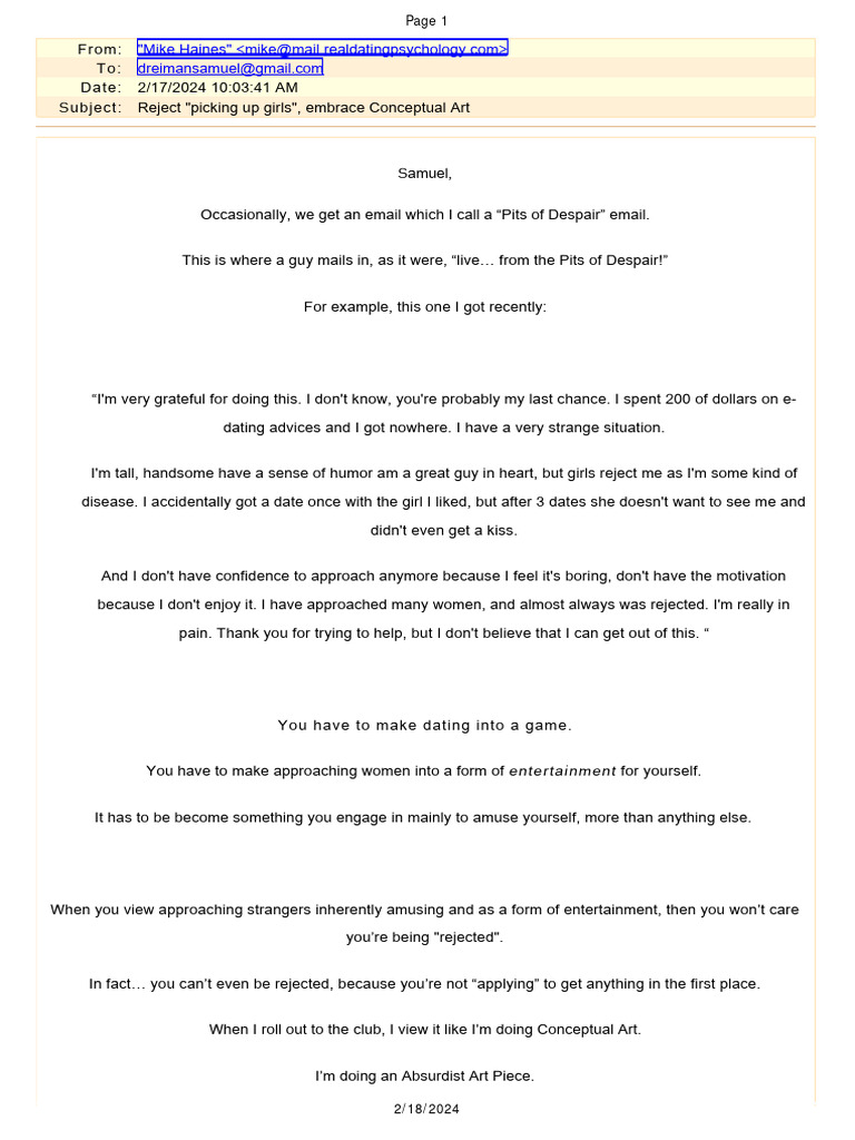 Reject - Picking Up Girls - , Embrace Conceptual Art | PDF