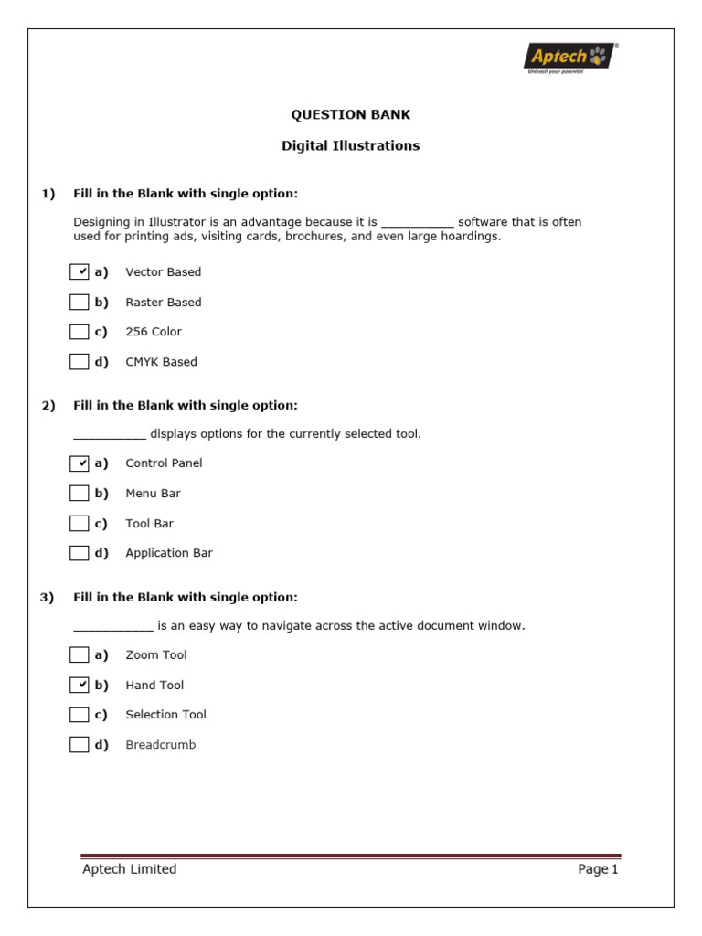 Sample Questions-Digital Illustrations | PDF | Adobe Illustrator ...