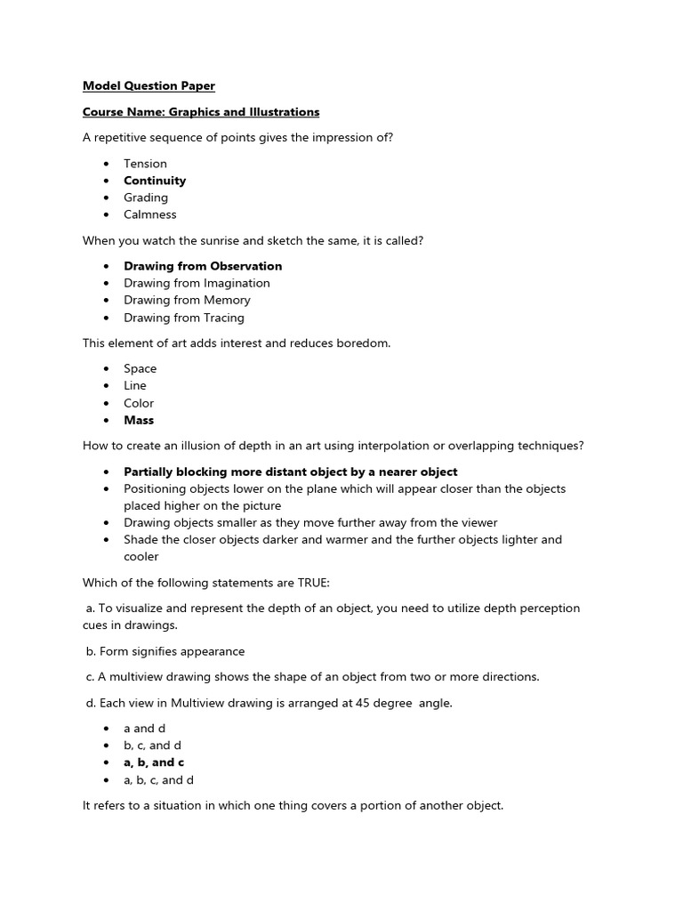 Model Question Paper - Graphics and Illustrations | PDF | Drawing | Rgb ...