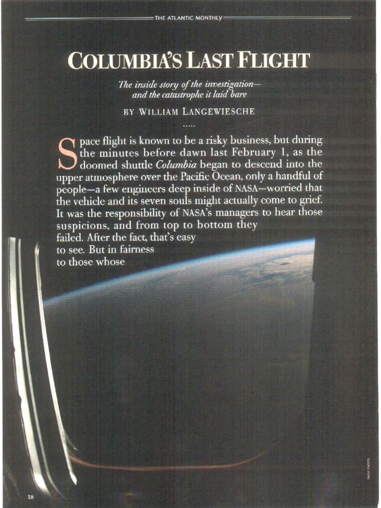 Columbia's Last Flight - Atlantic - Nov 2003 | PDF
