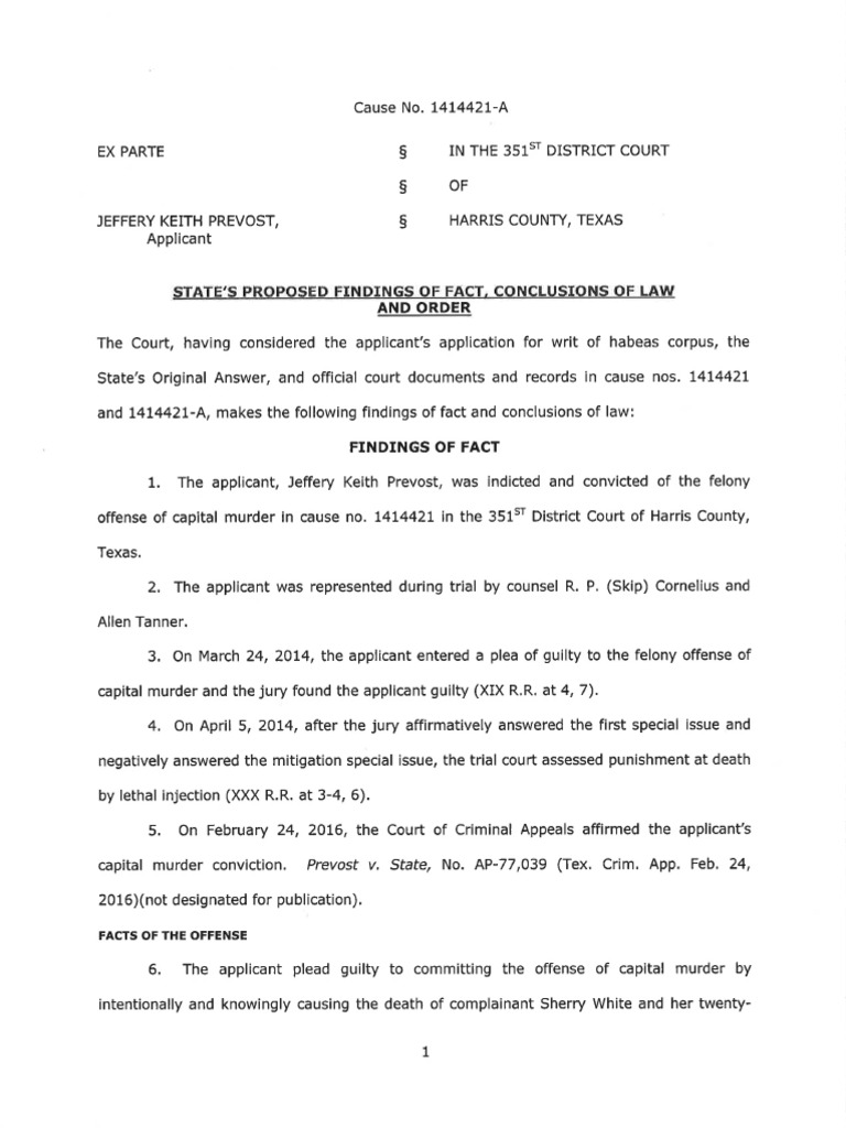 State's Proposed FFCL | PDF | Plea | Mental Disorder