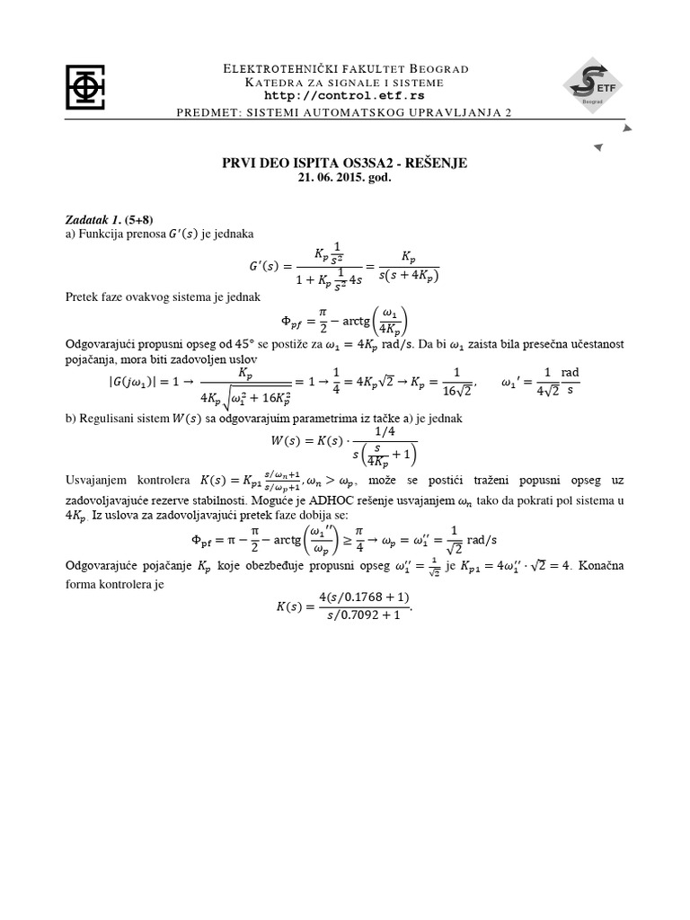 SAU2 - K2 2015 - Resenje | PDF