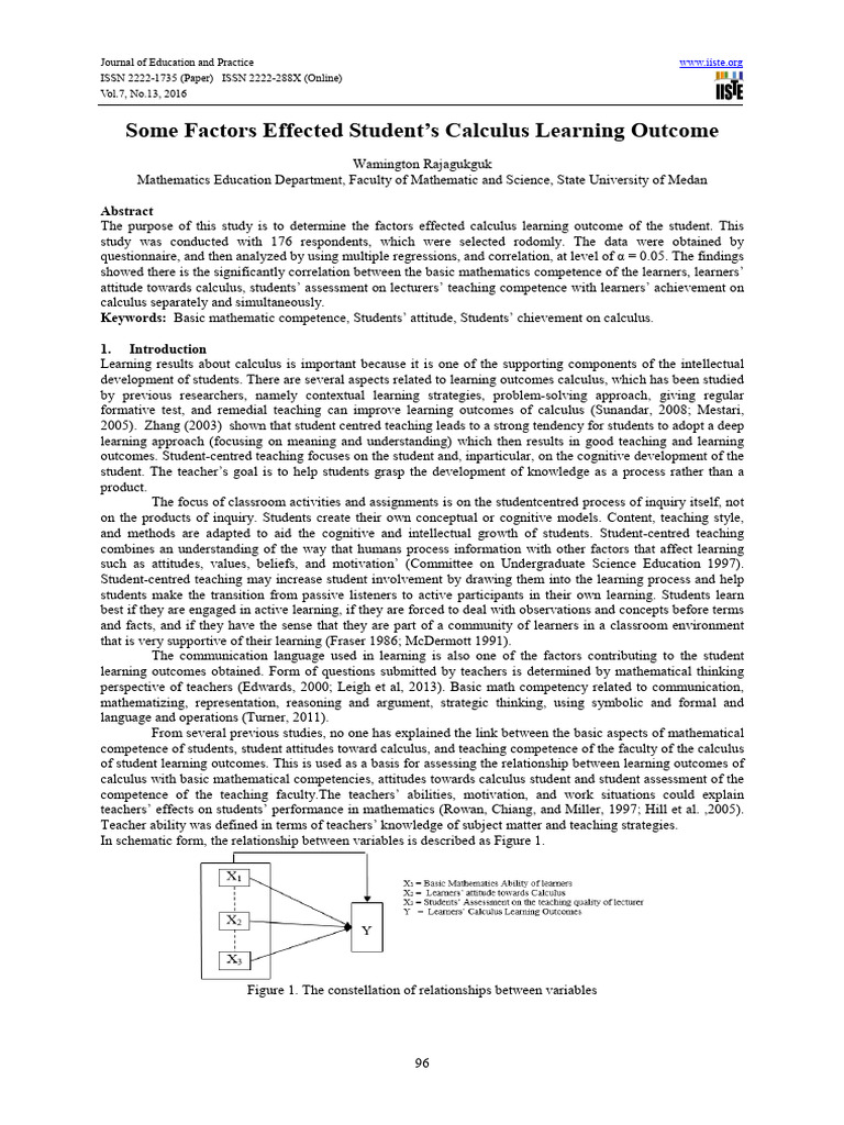 Factors Influencing Calculus Learning Outcomes | PDF | Regression ...