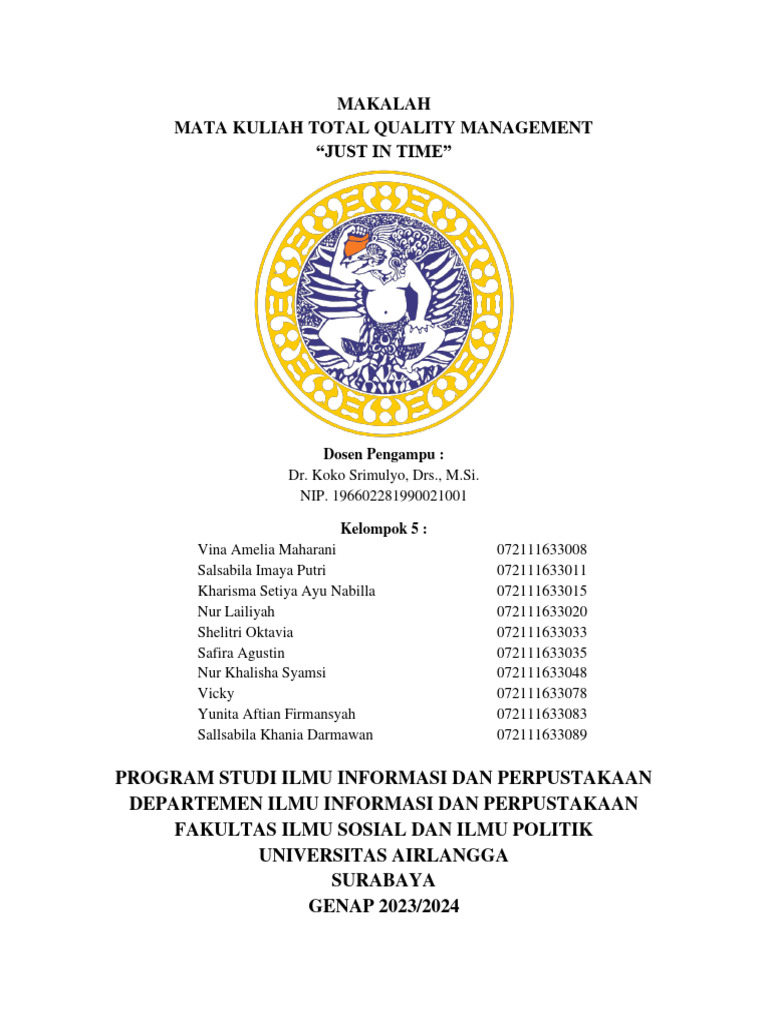 Kelompok 5 - Tugas TQM (Just in Time) | PDF Kelompok 5 - Tugas TQM (Just in Time) | PDF