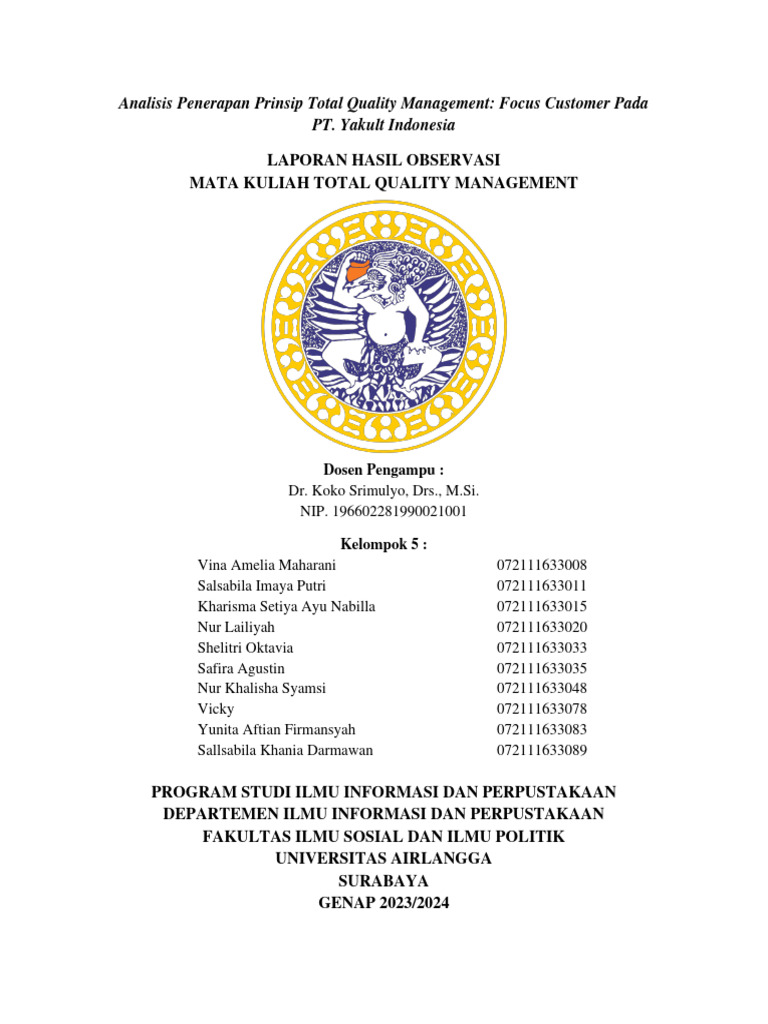 TQM PT. Yakult: Fokus Pelanggan | PDF
