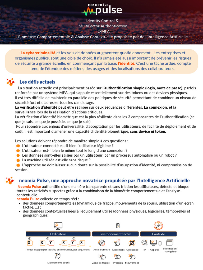 Sécurisation des Identités avec Neomia Pulse | PDF | Biométrie | Mot de ...
