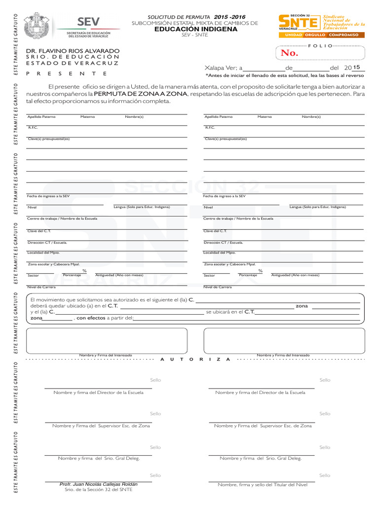 Solicitud de Permuta Escolar Gratuita | PDF