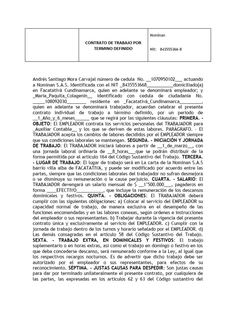 Contrato Definido | PDF | Salario