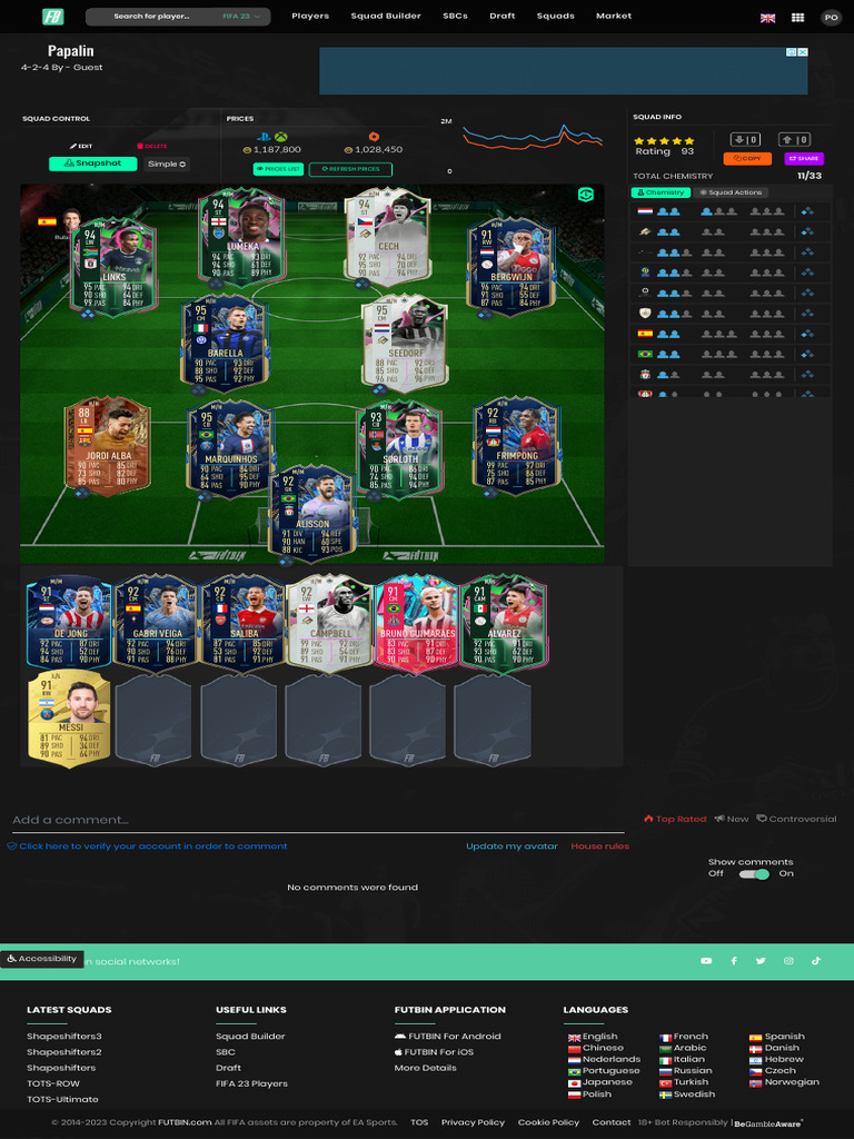 FIFA 23 Papalin - Squad FUTBIN | PDF | Linguistics