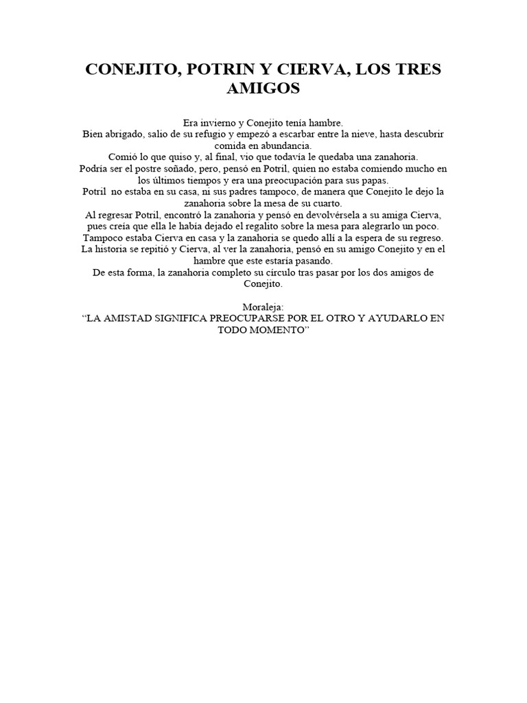 Conejito, Potrin y Cierva, Los Tres Amigos | PDF | Novela negra ...