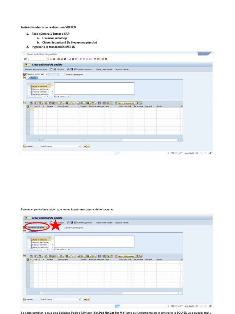 Instructivo de Cómo Realizar Una SOLPED | PDF