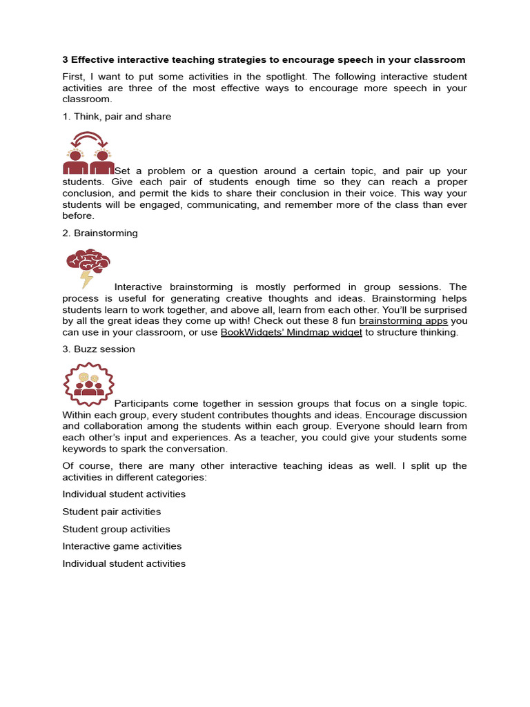 Interactive Teaching Strategies | Download Free PDF | Brainstorming ...