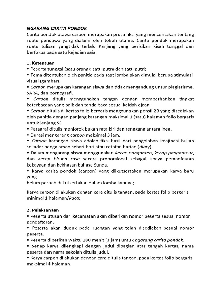 Panduan Ngarang Carita Pondok Sunda | PDF