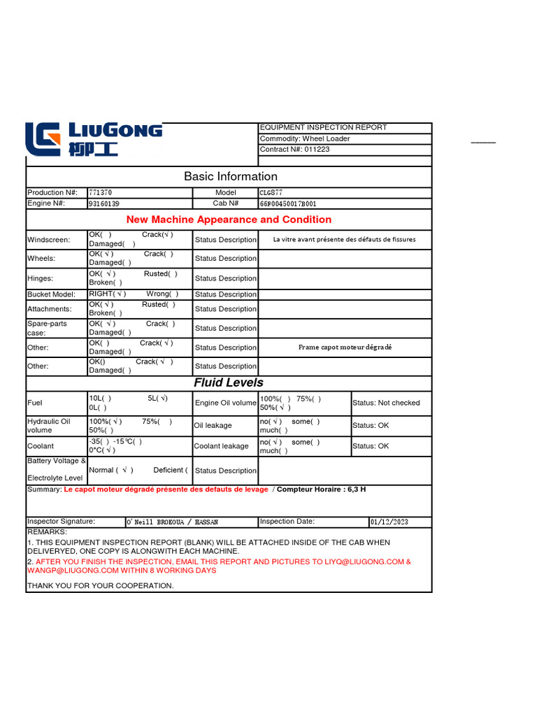 Equipment Inspection Report | Download Free PDF | Mechanical ...