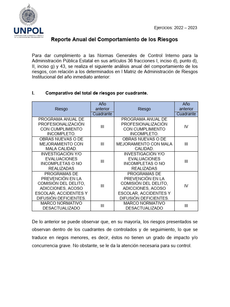 AR-009 Reporte Análisis Anual Del Comportamiento de Los Riesgos 2023 2 ...