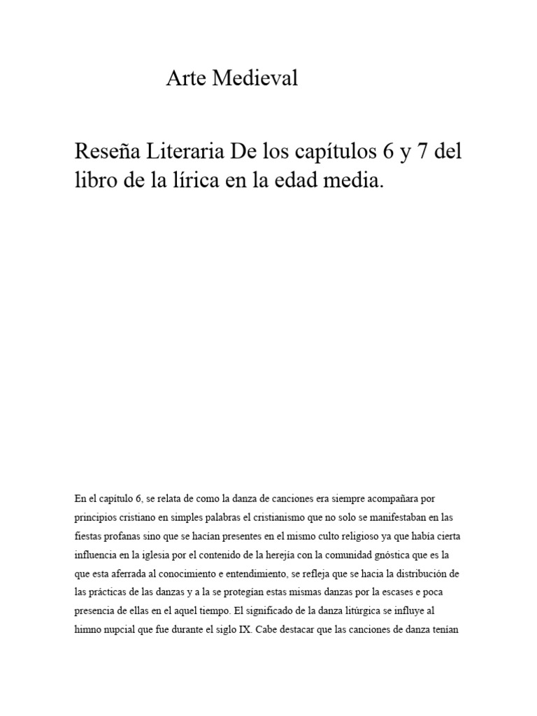Arte Medieval | PDF | Canciones | Bailes
