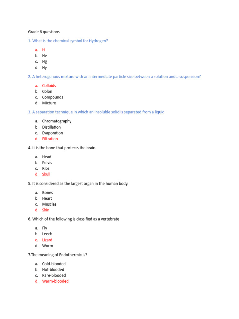 Grade 6 Questions Science Quiz Bee | PDF | Orbit | Earth