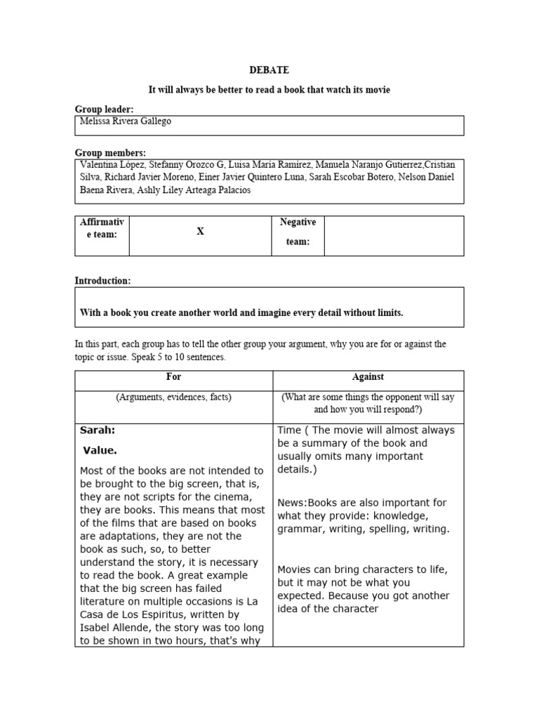 Preparing A Debate | PDF | Imagination | Information